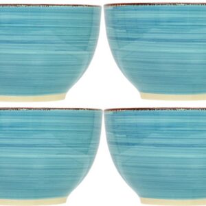 Royal Norfolk Turquoise Swirl Stoneware Bowls, 5½" - Set of 4 Bowls