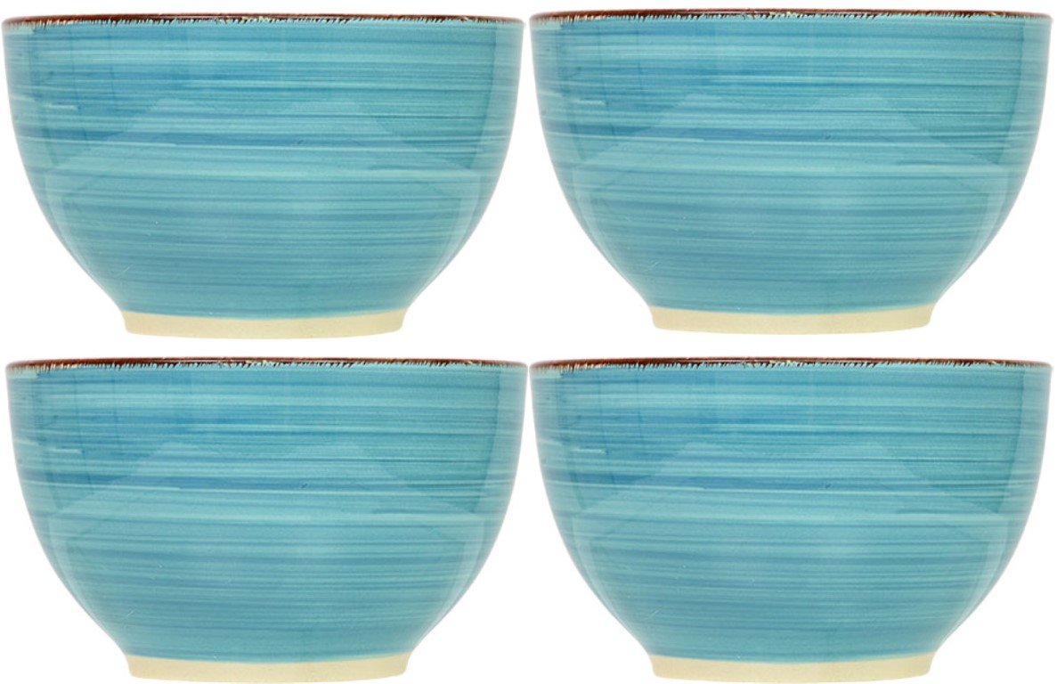 Royal Norfolk Turquoise Swirl Stoneware Bowls, 5½" - Set of 4 Bowls