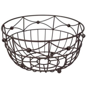 home basics arbor collection round steel, fruit basket, vegetables, bread bowl, dining room, kitchen, bronze