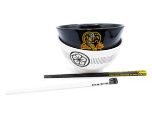 surreal entertainment the karate kid cobra kai and miyagi-do 18-ounce ramen bowl set with chopsticks