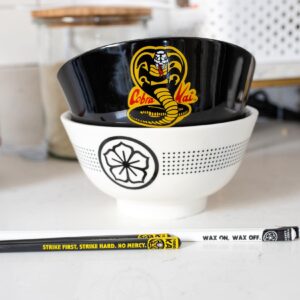 Surreal Entertainment The Karate Kid Cobra Kai and Miyagi-Do 18-Ounce Ramen Bowl Set with Chopsticks