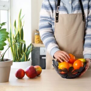 NUTRIUPS Rustless Fruit Bowl，Petal-shaped Fruit Basket for Kitchen，Sturdy Plastic Decorative Bowls for Home Decor, Kitchen Countertop, Blue