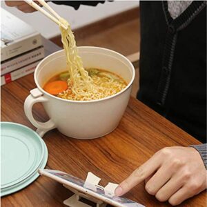 Microwave Ramen Noodle Cooker Bowl with Lid- Microwaveable Wheat Staw Soup Bowl with Phone Holder, Perfect for Dorm, Small Kitchen, or Office-BPA-Free