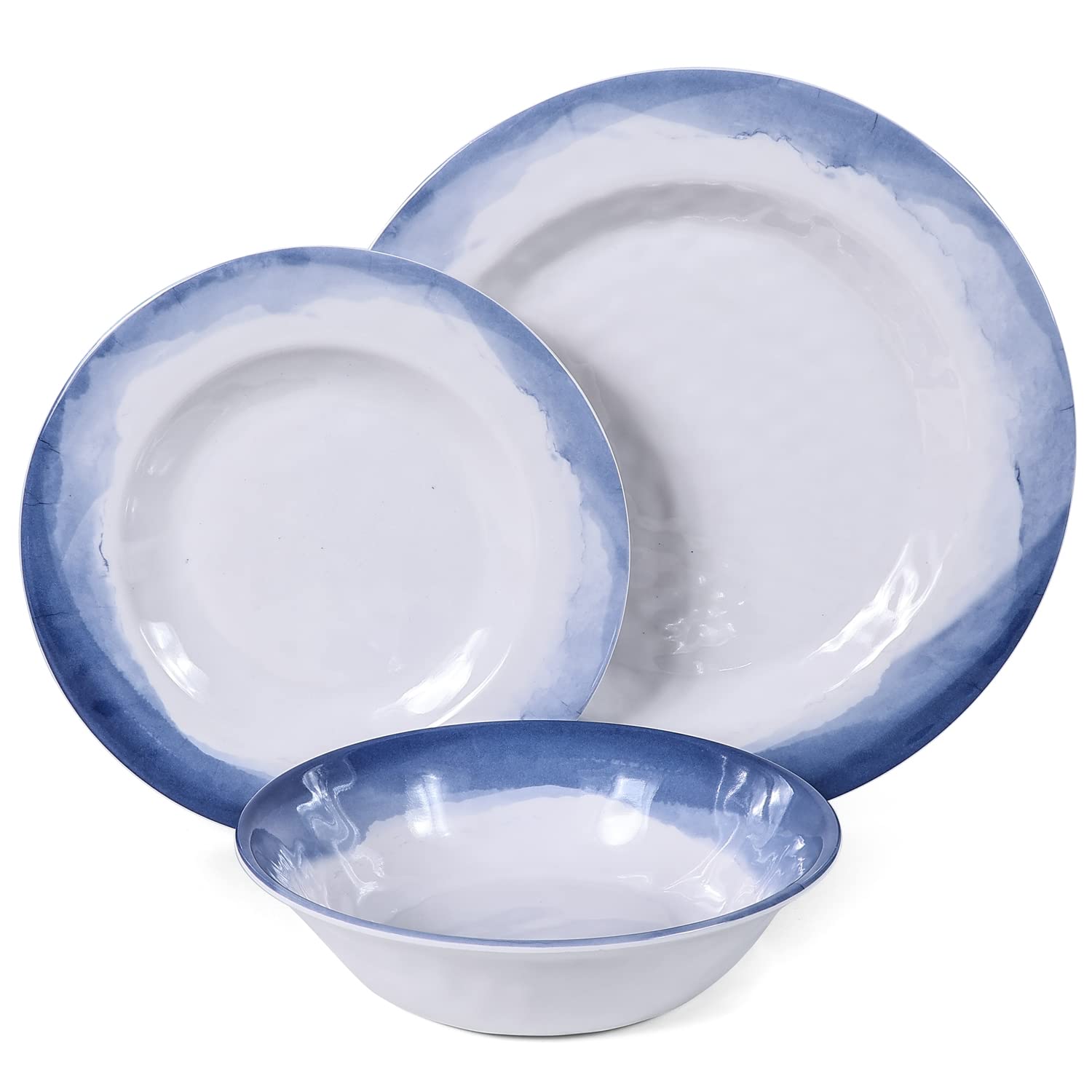 Lechoo Melamine Cereal Bowls set - 6pcs7.5in Soup Bowls, Dishwasher Safe, Durable,Breat-resistant (Blue 7.5in Bowls)