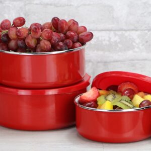 Reston Lloyd 6 Piece Enamel on Steel Bowl Set, Small, Red