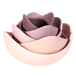 salad bowl set, ceramic bowls set, 5pcs/set creative lotus fruit salad cereal bowl, home decorative bowl, porcelain bowls for kitchen, microwave safe bowl for desserts candy (purple)