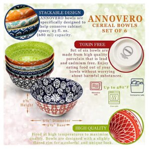 Annovero Cereal Bowls, Pasta Bowls. Cute and Colorful Porcelain Dishes for Kitchen, Microwave and Oven Safe. Bundle