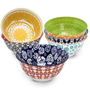 Annovero Cereal Bowls, Pasta Bowls. Cute and Colorful Porcelain Dishes for Kitchen, Microwave and Oven Safe. Bundle