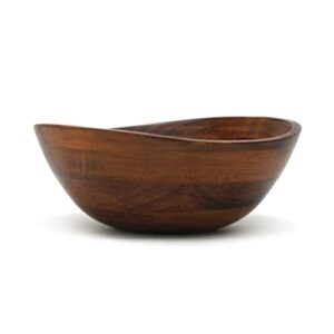 lipper international cherry finished wavy rim beechwood serving bowl for fruits or salads, matte, small, 7.5" x 7.25" x 3", single bowl, 30.43fl oz