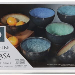 Mikasa Sapphire Stoneware Bowls | Set of 6 Bowls | Dishwasher Safe | Microwave Safe