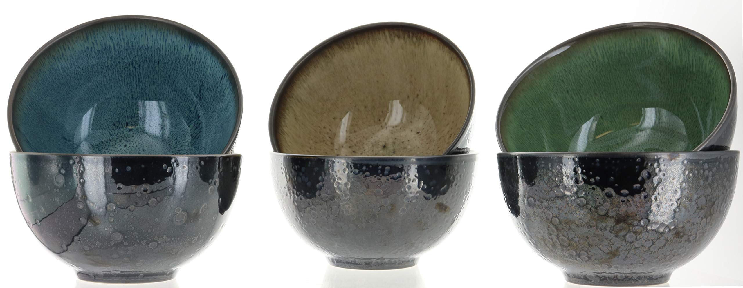 Mikasa Sapphire Stoneware Bowls | Set of 6 Bowls | Dishwasher Safe | Microwave Safe