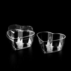 Healthcom 40 Packs 5 Oz 150ml Heart-Shaped Clear Plastic Ice Cream Dessert Bowls Tumbler Cups Tasting Sample Cup Disposable Sundae Bowls Dessert Cups Holder Salad Serving Bowl for Wedding Party