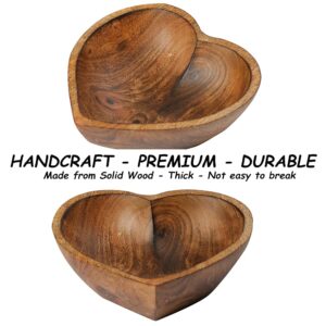 WOOD MASTER HUT Heart Shaped Wood Bowl Wooden Bowls and Heart Shaped Spoons - Rustic Heart Bowls Decorative - for Cereal, Soup, Smoothie, Salad and Dessert (6inch Set of 1)