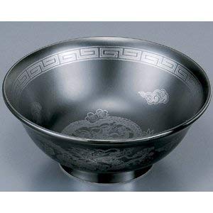 japanese black glaze silver dragon ramen bowl 8.35