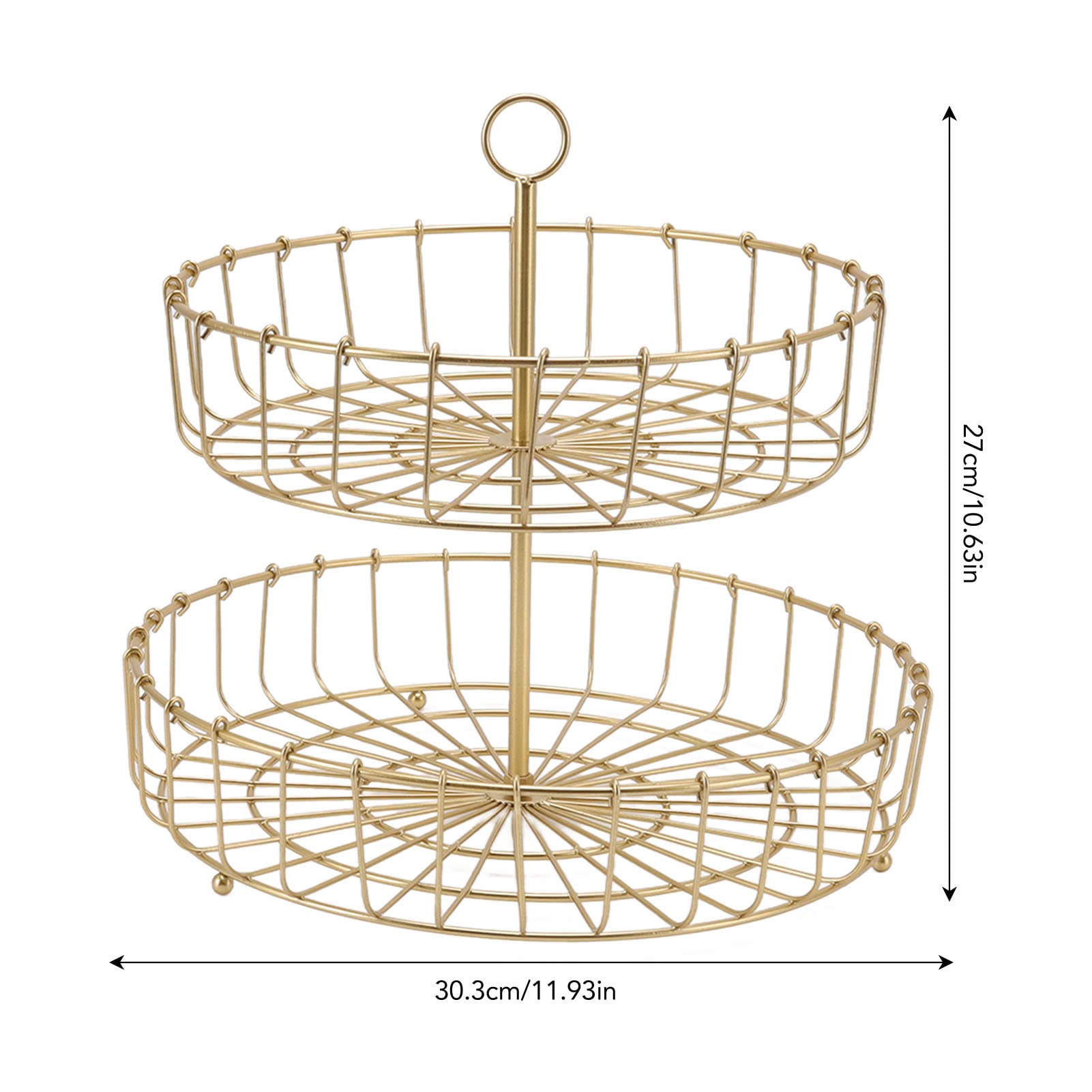 2 Tier Fruit Bowl Stand Holder, Fruit Bowl Fruit Basket Countertop Metal Fruit Stand Holder Detachable for Fruits Snacks Vegetables