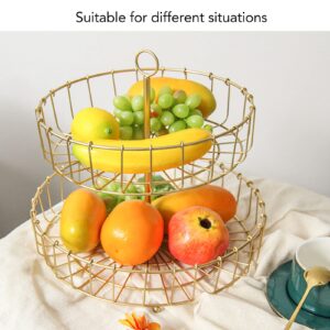 2 Tier Fruit Bowl Stand Holder, Fruit Bowl Fruit Basket Countertop Metal Fruit Stand Holder Detachable for Fruits Snacks Vegetables