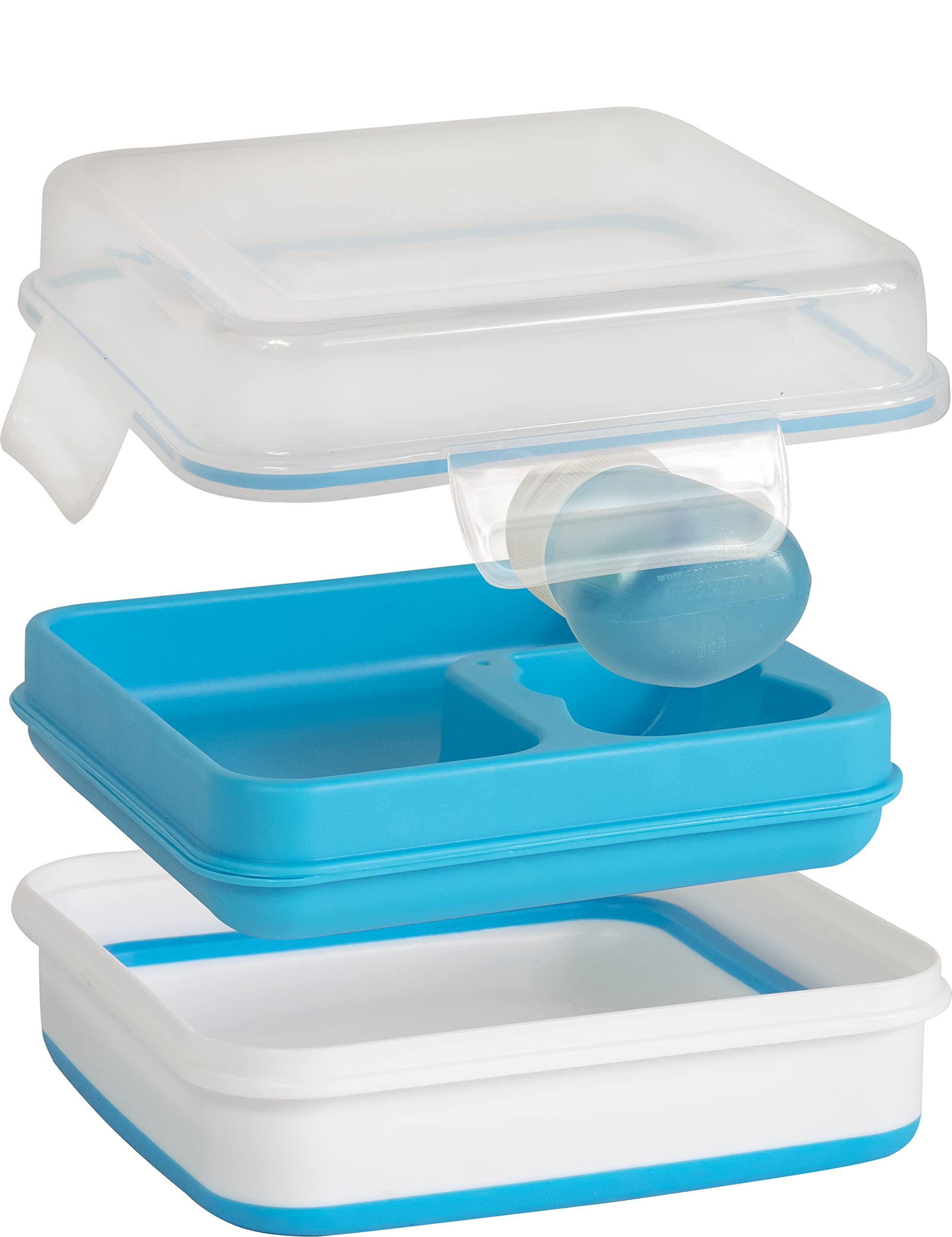 COOL GEAR 2-Pack Large Expandable To-Go Salad Kit Lunch Containers - Square - 52 oz Bowl with 3 Compartments for Salad Toppings and 2 oz Salad Dressing Bottle | Leakproof, Bento Meal Prep