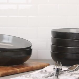 10 Strawberry Street Two Tone Coupe 8.5”/36 Oz. Dinner Bowl Set Of 6, Black/White