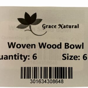 Grace Natural Wooden woven salad bowl, set of 6 Snack bowls 6 inch inch, Party size, Fruit bowl by Grace natural wood bowl, Premium quality, All Natural