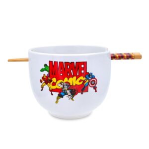 marvel comics the avengers 20-ounce ramen bowl and chopstick set