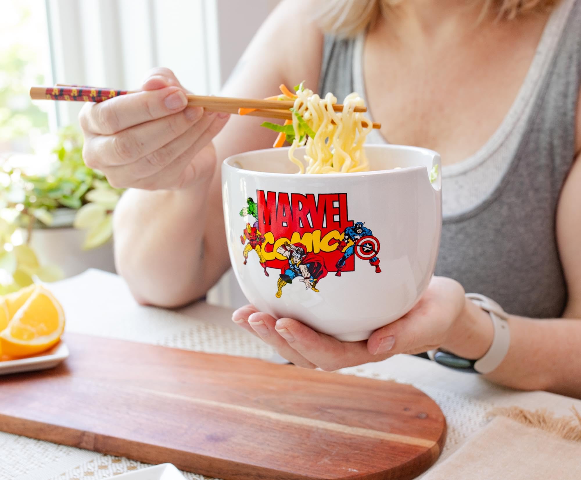 Marvel Comics The Avengers 20-Ounce Ramen Bowl and Chopstick Set