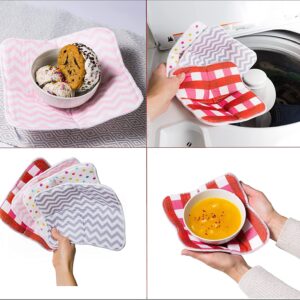 Microwave Bowl Huggers Set of 4 Hot Bowl Holders Heat Insulated Microfiber & Sponge Heat Resistant Bowl Cozies for Hot & Cold Food Bowl Holder for Soup, Pasta, Noodles & Rice Bowl