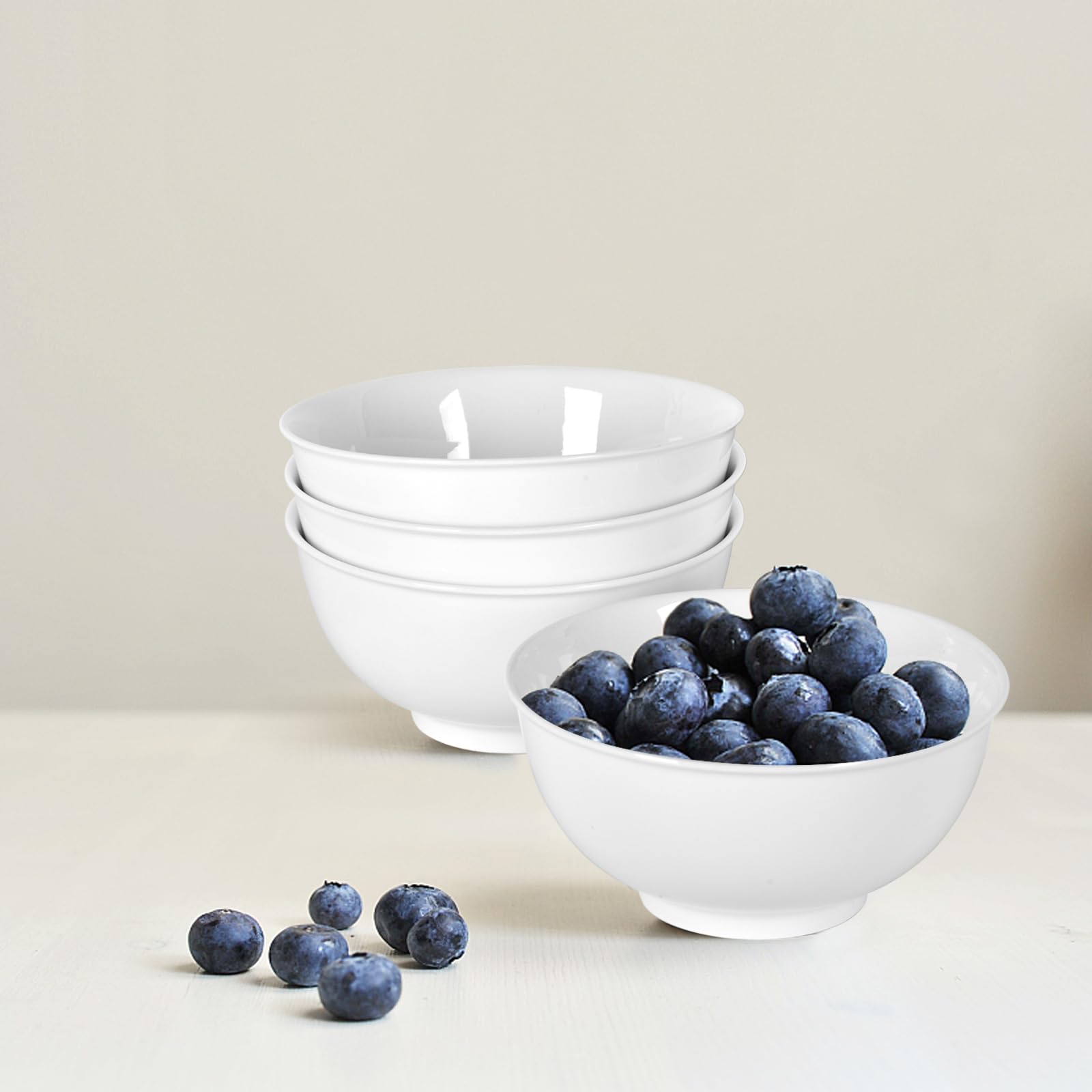 ALLUSEIT Cereal Bowls 40oz, Bone Porcelain Soup Bowl Set of 4, Large Ceramic Bowl for Kitchen, Versatile Serving for Salad Oatmeal Rice etc. Dishwasher & Microwave Safe, White Φ7inch