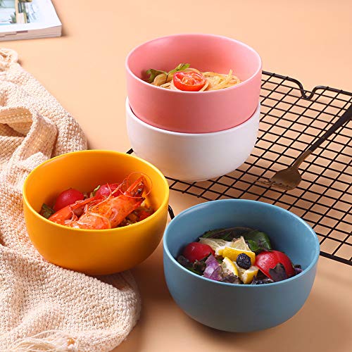 Kelendle Deep Soup Bowls Ceramic 12 Ounces Porcelain Cereal Bowls Portion Bowls for Oatmeal Chili Salad Ramen Frozen Pasta Quick Box Meals, Orange