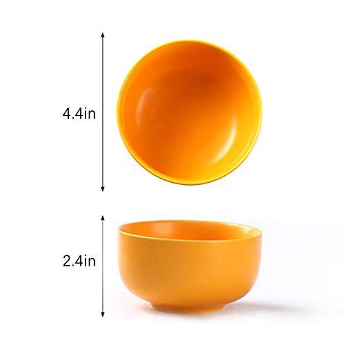 Kelendle Deep Soup Bowls Ceramic 12 Ounces Porcelain Cereal Bowls Portion Bowls for Oatmeal Chili Salad Ramen Frozen Pasta Quick Box Meals, Orange