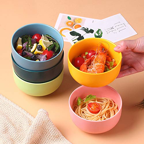 Kelendle Deep Soup Bowls Ceramic 12 Ounces Porcelain Cereal Bowls Portion Bowls for Oatmeal Chili Salad Ramen Frozen Pasta Quick Box Meals, Orange