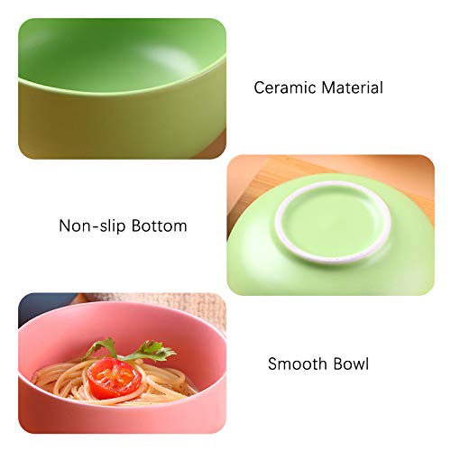 Kelendle Deep Soup Bowls Ceramic 12 Ounces Porcelain Cereal Bowls Portion Bowls for Oatmeal Chili Salad Ramen Frozen Pasta Quick Box Meals, Orange