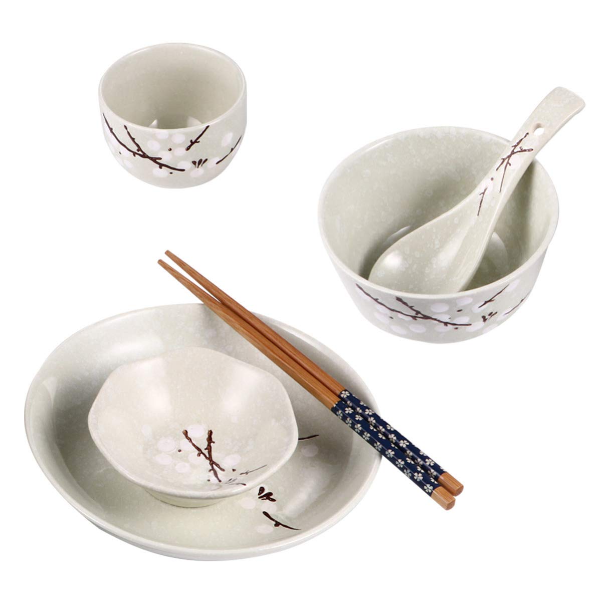 Cabilock 1 Set 6 Pcs Tableware Japanese Style Dishes Pottery Fruit Bowl Chinese Tea Cup Ceramic Tea Cup Japanese Porcelain Dinnerware Hand- Dinner Plates Sauce Dish Individual Wood Pickles