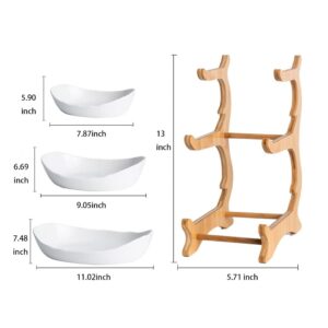 Zucng Ceramic Fruit Bowl 3 Tier, Fruit Basket Detachable Serving Tray Porcelain Fruit Basket for Snack Dessert Cake (White)