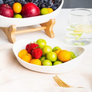 Zucng Ceramic Fruit Bowl 3 Tier, Fruit Basket Detachable Serving Tray Porcelain Fruit Basket for Snack Dessert Cake (White)