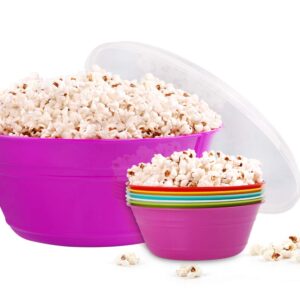 Mintra Home Snack Bowls (Popcorn Bowl Set, Fuchsia)