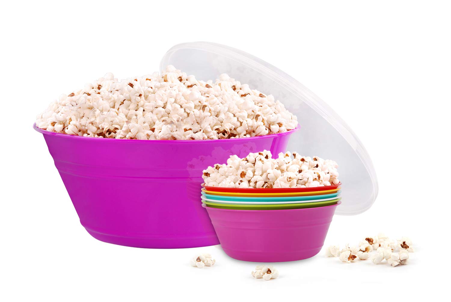 Mintra Home Snack Bowls (Popcorn Bowl Set, Fuchsia)