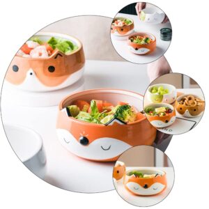 DOITOOL 3D Fox Ceramic Salad Bowl Cereal Bowl Pasta Bowls for Soup Fruits Orange and White