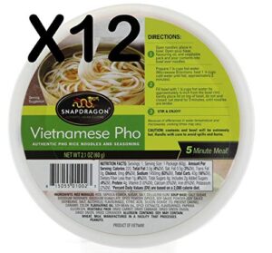 instant pho noodle bowls, vietnamese pho bowls in beef broth soup, authentic pho rice noodles and seasoning, gluten free, 2.1 oz (pack of 12)