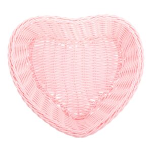 cabilock basket weaving kit heart shaped basket plastic woven storage baskets open storage bins candy bowl bread holder table centerpiece for snack fruit candy pink basket weaving