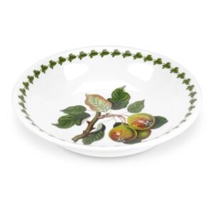 Portmeirion Pomona Collection | Set of 6 | Ceramic Dinnerware Dish Set | Microwave and Dishwasher Safe | Assorted Fruit Motifs | Made in England (Pasta/Low Bowl)