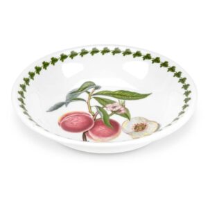 Portmeirion Pomona Collection | Set of 6 | Ceramic Dinnerware Dish Set | Microwave and Dishwasher Safe | Assorted Fruit Motifs | Made in England (Pasta/Low Bowl)