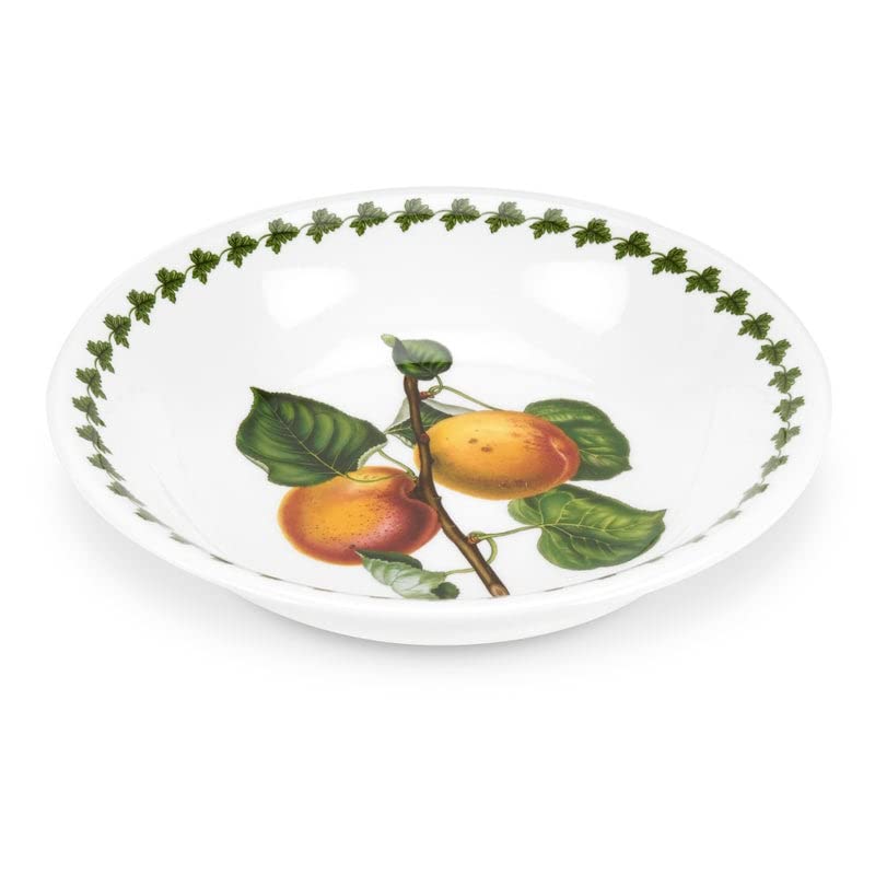 Portmeirion Pomona Collection | Set of 6 | Ceramic Dinnerware Dish Set | Microwave and Dishwasher Safe | Assorted Fruit Motifs | Made in England (Pasta/Low Bowl)