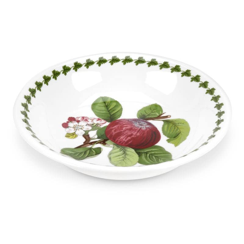 Portmeirion Pomona Collection | Set of 6 | Ceramic Dinnerware Dish Set | Microwave and Dishwasher Safe | Assorted Fruit Motifs | Made in England (Pasta/Low Bowl)