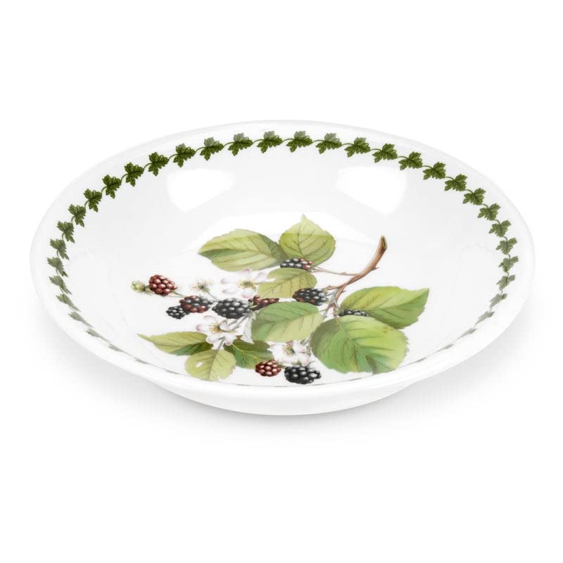 Portmeirion Pomona Collection | Set of 6 | Ceramic Dinnerware Dish Set | Microwave and Dishwasher Safe | Assorted Fruit Motifs | Made in England (Pasta/Low Bowl)