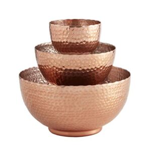 47th & main rustic hammered aluminum bowl set, 3-count, copper