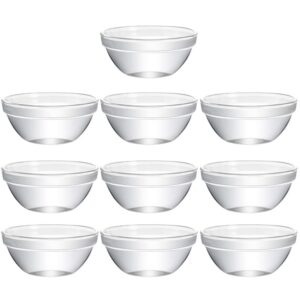 housoutil 10 packs 45ml/1.5oz stackable food prep bowl, multipurpose clear glass serving bowls, glass stackable dessert bowls set dishware safe for kitchen prep, dessert, dips, candy