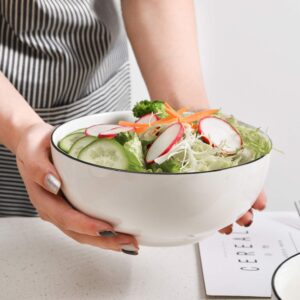 TGLBT Salad Bowls 40 Ounce Porcelain Soup Serving Pasta Bowl Set, White, Stackable, 3 Packs