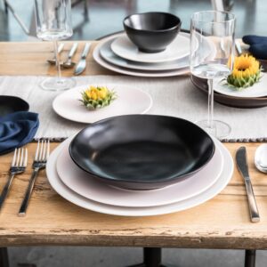 fortessa vitraluxe dinnerware heirloom coupe pasta bowl, 9-inch, set of 4, charcoal