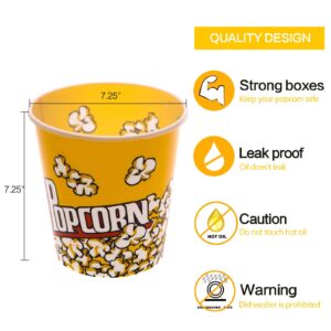 I.Q. Accessories Retro Style Plastic Popcorn Containers for Movie Night - 7.25" Tall x 7.25" Top Diameter