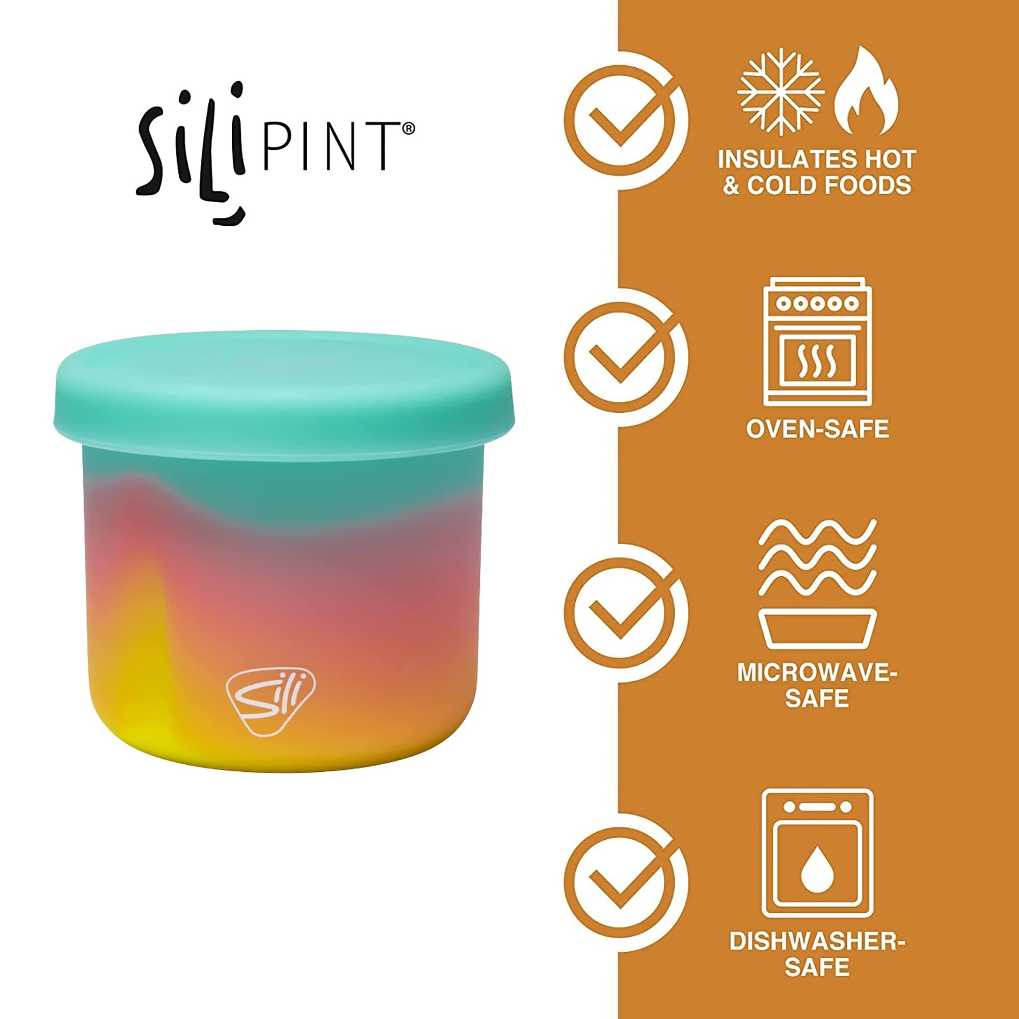 Silipint: Silicone 10oz Lidded Bowls: 2 Pack Aurora - Unbreakable, Flexible, Microwave-Oven-Dishwasher, Seasonal Color